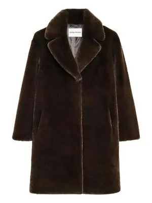 STAND STUDIO Camille Faux Fur Teddy Coat - Brown