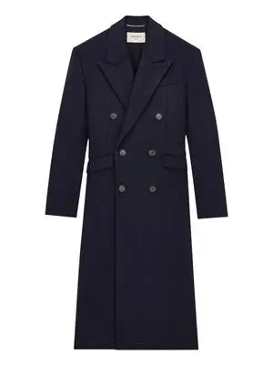Saint Laurent Double-breasted Long Coat - Blue
