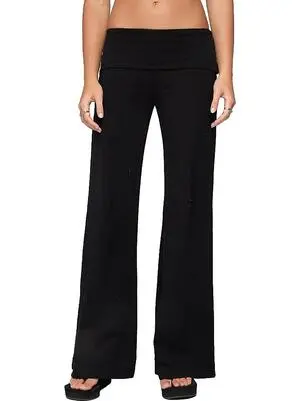 EDIKTED Angel Energy Sequin Foldover Pants - Black