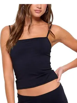 EDIKTED Anika Straight Neck Tank Top Black