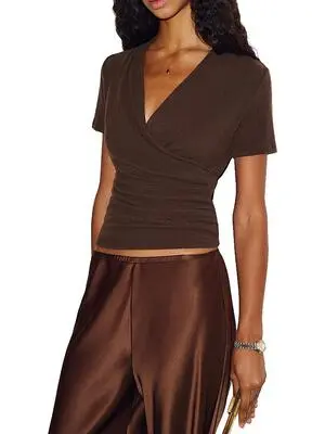REFORMATION Larah Knit Surplice Top - Mole