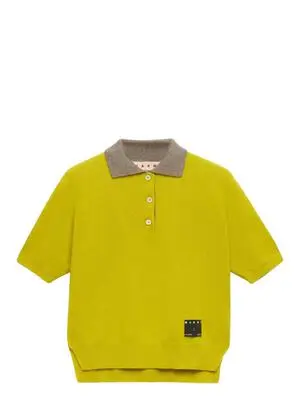 MARNI Marni Women Yellow Cashmere Polo Shirt With Contrasting Collar
