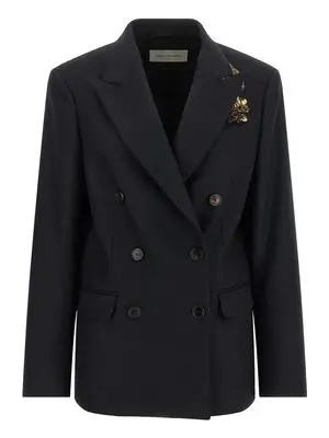 Dries Van Noten Dries Van Noten Women Embroidered Double-Breasted Blazer Blue