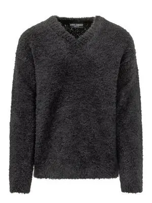 Dolce & Gabbana V-neck Knit Pullover Sweater - Nero