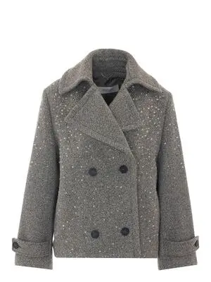 GOLDEN GOOSE Golden Goose Mini Cropped Wool Jacket With Notched Lapels