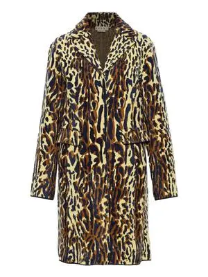 MARNI Marni Women Yellow Animal-Print Wool Chenille Coat