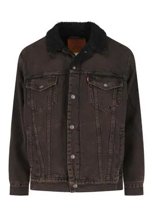 LEVI'S STRAUSS Sherpa-trim Denim Jacket In 100% Cotton - Brown