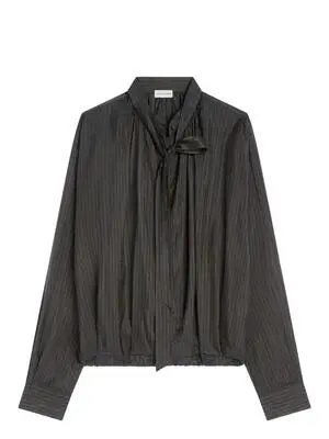 Dries Van Noten Cupro Blouse With Drawstring - Brown