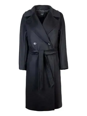Max Mara Max Mara Women's Double-Breasted Belted Wool Wrap Coat Nero