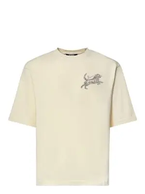 Jacquemus Blue Cotton Logo T-shirt, Regular Fit Crew Neck Short Sleeve - Beige