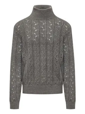 AMARANTO Turtleneck Knit Sweater - Alluminio