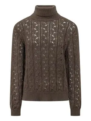 AMARANTO Turtleneck Knit Sweater - Fondente