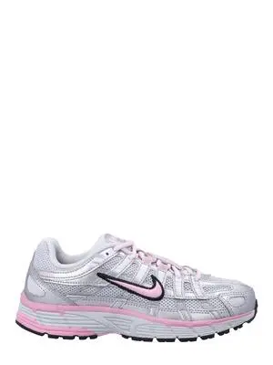 Nike Nike P-6000 Women's Mesh Running Sneaker With Metallic Silver Overlays And Cushioned Midsole Pure Platinum