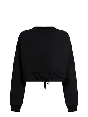 Dries Van Noten Drawstring Crew-neck Cropped Sweatshirt - Black