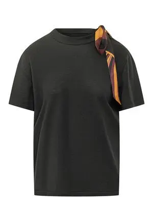 Emilio Pucci Foulard-style Silk Detail T-shirt - Nero
