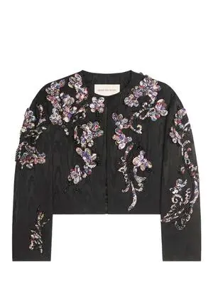 Dries Van Noten Embroidered Moiré Jacket - Black
