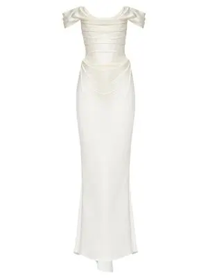 BALYKINA Lise Satin Maxi Dress - White