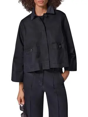 Donna Karan New York Twill Bell Sleeve Trapeze Shirtjacket - Black