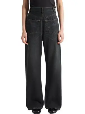 MAISON MARGIELA Wide Leg High Waist Jeans - Dark Blue
