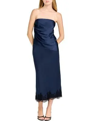 WAYF Vienna Strapless Top - Navy