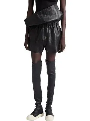 Rick Owens Crater Leather Shorts - Black