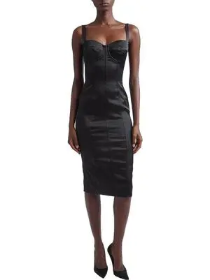 Dolce & Gabbana Satin Bustier Midi Dress - Nero