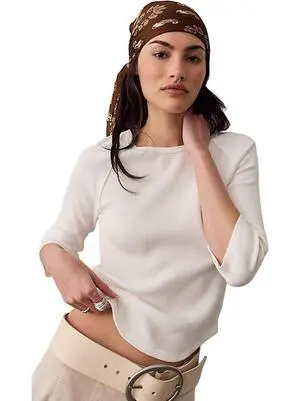 Free People We The Free Easy Does It Three-quarter Sleeve Top - Clean Ivory
