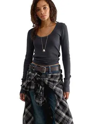 Free People We The Free Easy Does It Scoop-neck Top - Black
