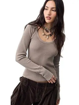 Free People We The Free Easy Does It Scoop-neck Top - Fossil Dune