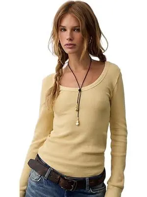 Free People We The Free Easy Does It Scoop-Neck Top Soybean