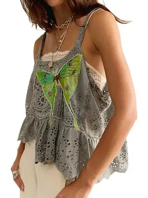 Free People Magnolia Pearl Eyelet Luna Leola Tank - Green