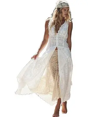 Free People Darcy Hooded Lace Maxi Top - Ivory