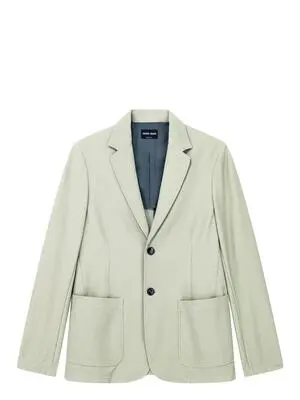 Giorgio Armani Single-breasted Jacket In Technical Seersucker Jersey With Patch Pockets Green