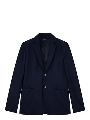 Giorgio Armani Single-breasted Jacket In Technical Seersucker Jersey With Patch Pockets Navy Blue