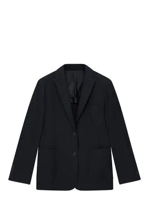 Giorgio Armani Single-breasted Jacket In Embossed Mesh - Black