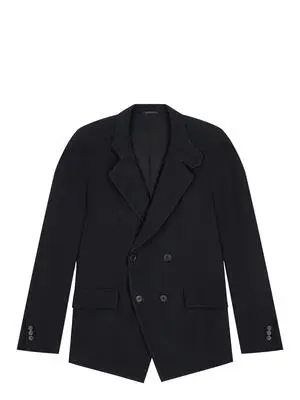 Giorgio Armani Double-breasted Jacket In Cupro With A Wavy Bleached Finish - Black