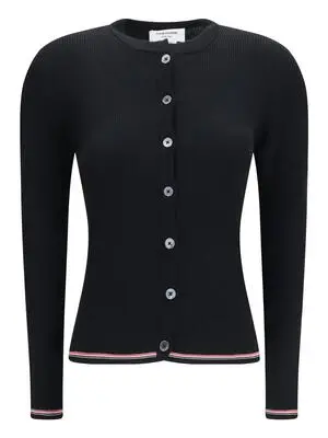 Thom Browne Ribbed Merino Wool Cardigan Black