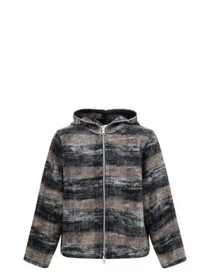 Our Legacy Hooded Checked Knit Sweatshirt - Grey
