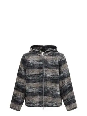 Our Legacy Hooded Checked Knit Sweatshirt - Grey
