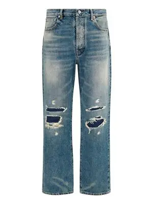 MAISON MARGIELA Straight-leg Ripped Jeans - Light Blue
