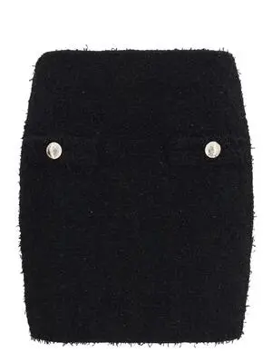 BALMAIN Tweed Mini Skirt With Logo Buttons