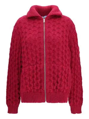 Prada Aran Wool Zip Cardigan - Pink