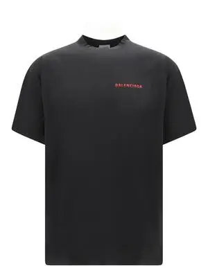 Balenciaga Cotton Logo T-hirt - Black