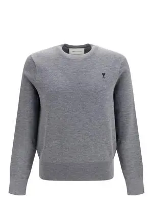 AMI Paris Pull Col Rond Ai De Coeur Ale Grey