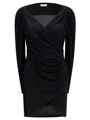 Balmain Draped Jersey Mini Dress - Black