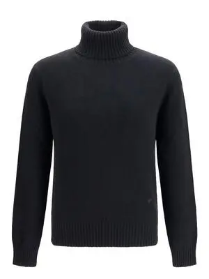 AMI Paris Embroidered Logo High-neck Sweater - Black