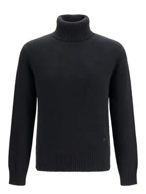 AMI Paris Embroidered Logo High-neck Sweater - Black