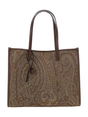 Etro Lovetrotter' Tote Bag With Jacquard Motif In Denim For - Brown