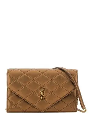Saint Laurent Brown Crossbody Bag With Chain Strap And Cassandre Plaque On The Front In Leather For - Multicolor