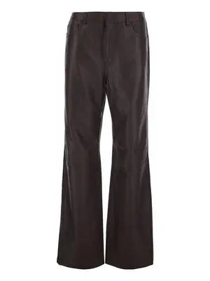 ROTATE BY BIRGER CHRISTENSEN Rotate Women Brown Pants With Hidden Front Closure In Leather For Women Multicolor